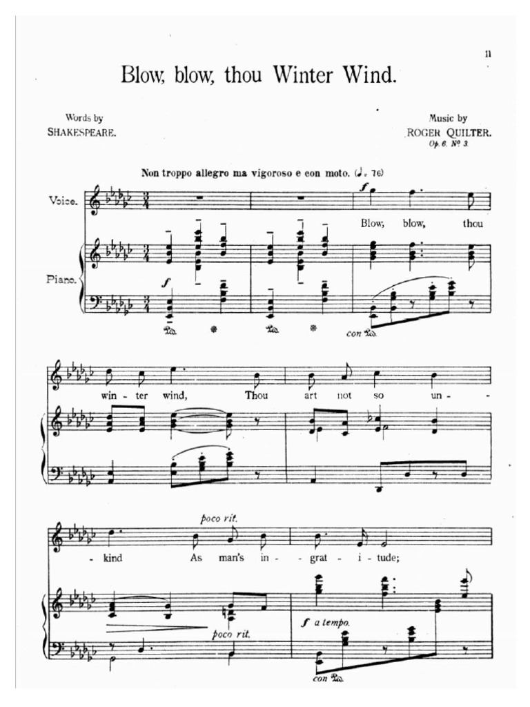 R.Quilter-Blow, Blow, Thou Winter Wind | PDF