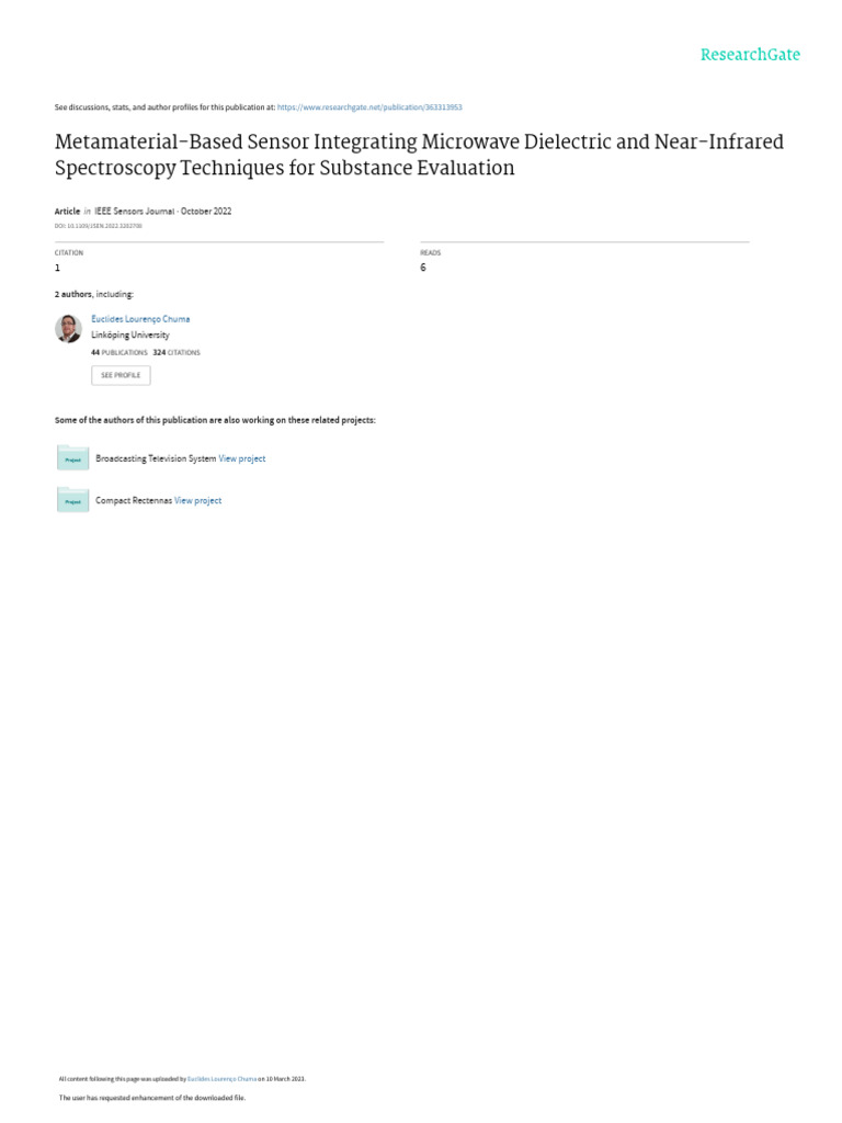 Metamaterial-Based Sensor Integrating Microwave Dielectric and Near ...