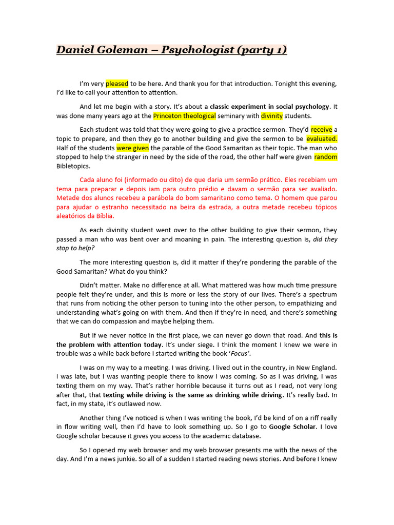 Daniel Goleman (Parte 1) | PDF | Psychological Concepts | Behavioural ...