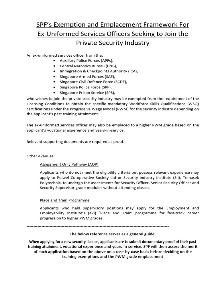 Exemption Framework for Security Roles | PDF | Security Guard | Police