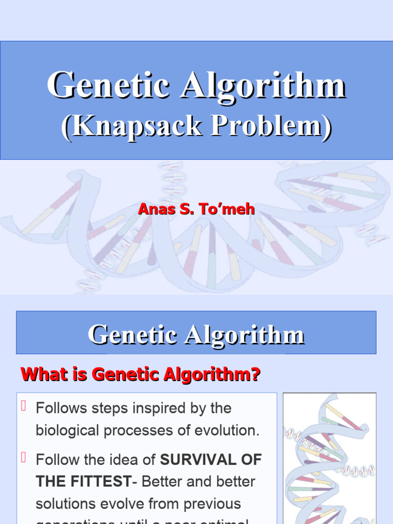 7 Genetic Knapsack Download Free Pdf Genetic Algorithm Cybernetics 