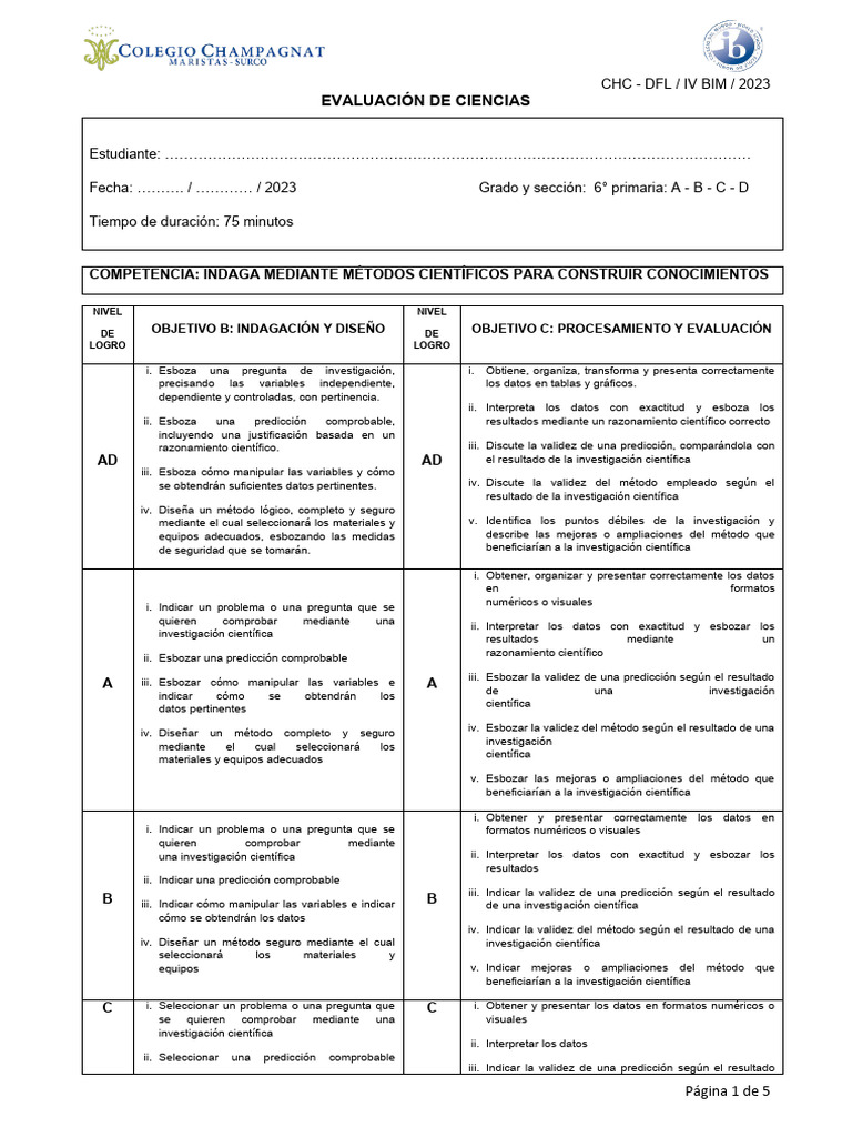 6° PRIMARIA - EVALUACIÓN FORMATIVA - OBJETIVO B Y C - 4° BIMESTRE ...