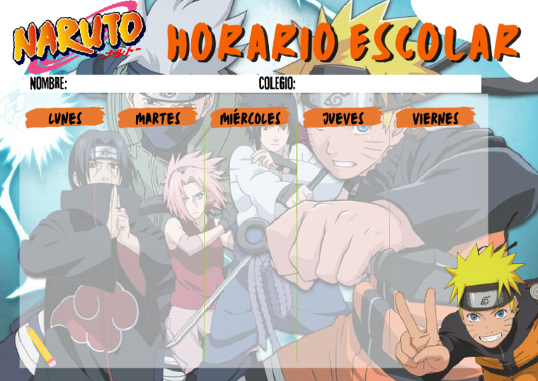 Horario Escolar Naruto | PDF