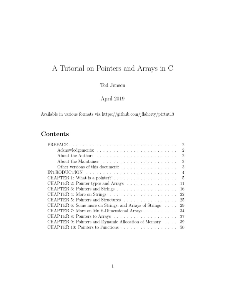 Pointers and Arrays in C Jensen 1.5 | PDF | Pointer (Computer Programming) | Variable (Computer ...