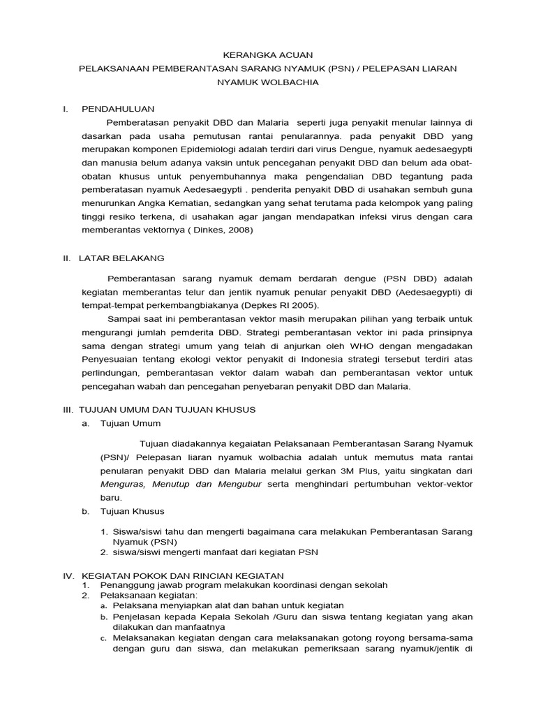 Kerangka Acuan Kegiatan PSN | PDF