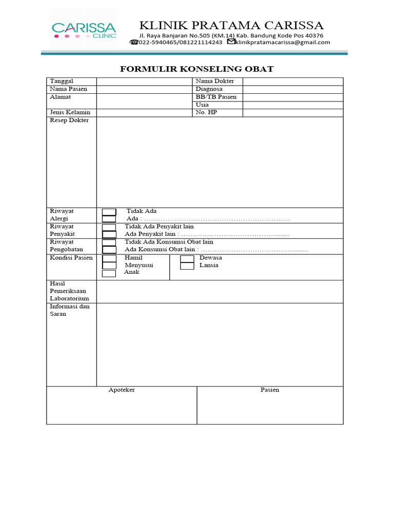 Formulir Konseling Obat | PDF | Kesehatan Holistik