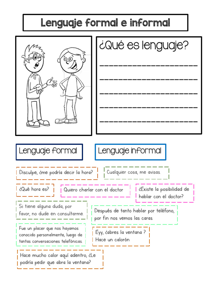 Ejemplos de Lenguaje Formal e Informal | PDF | Estudios de idiomas ...