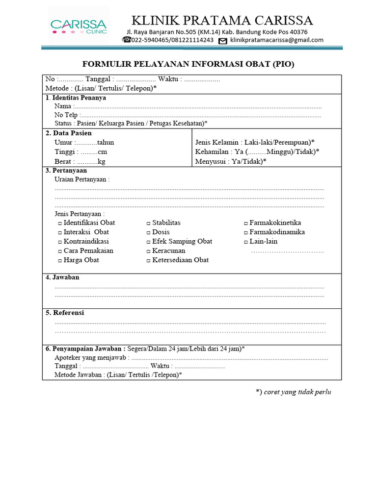 Lembar Pelayanan Informasi Obat | PDF | Pengembangan Diri | Kesehatan ...