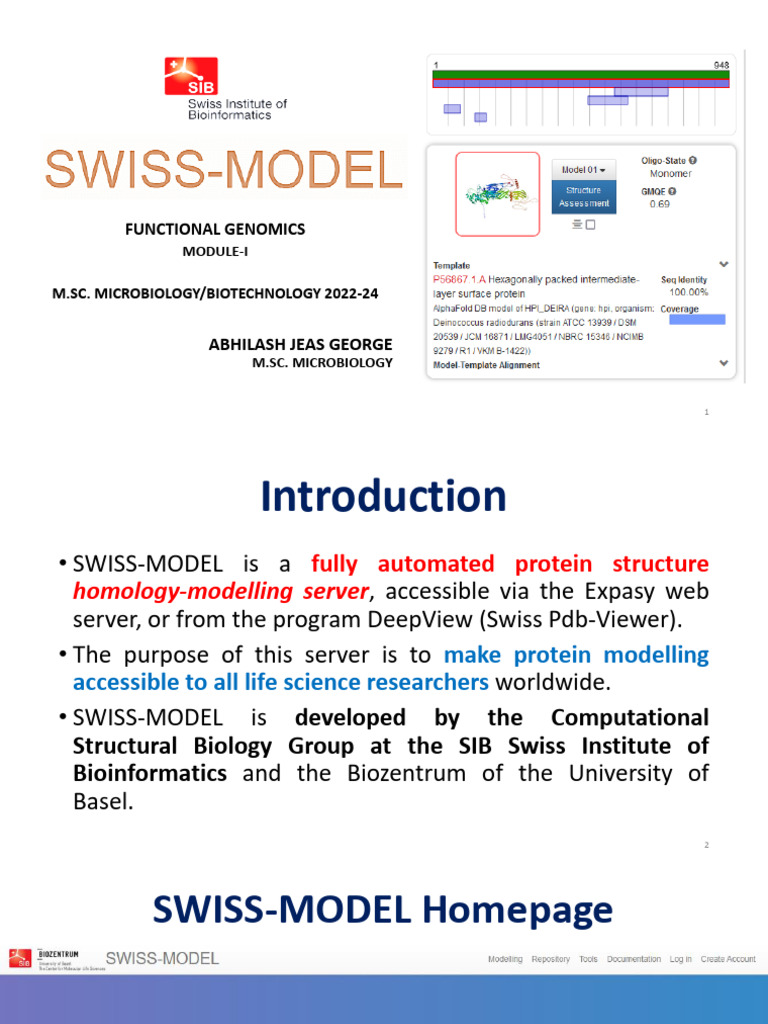Abhilash-SWISS MODEL Seminar 2023 | PDF | Sequence Alignment | Proteins