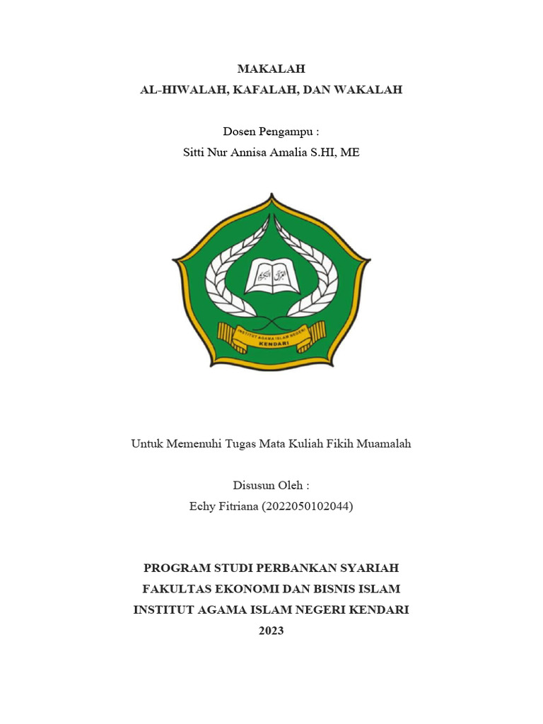 Hiwalah, Kafalah, dan Wakalah dalam Fikih | PDF | Kajian Bahasa Asing ...