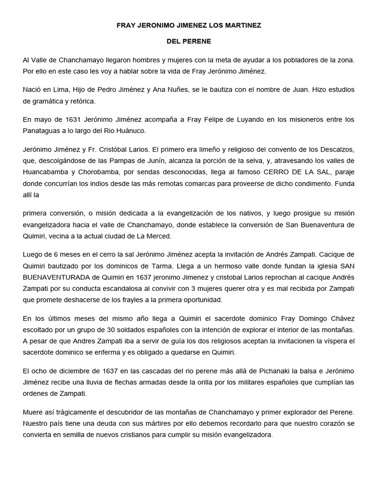 Fray Jeronimo Jimenez Los Martinez | PDF | Historia | Religión y ...