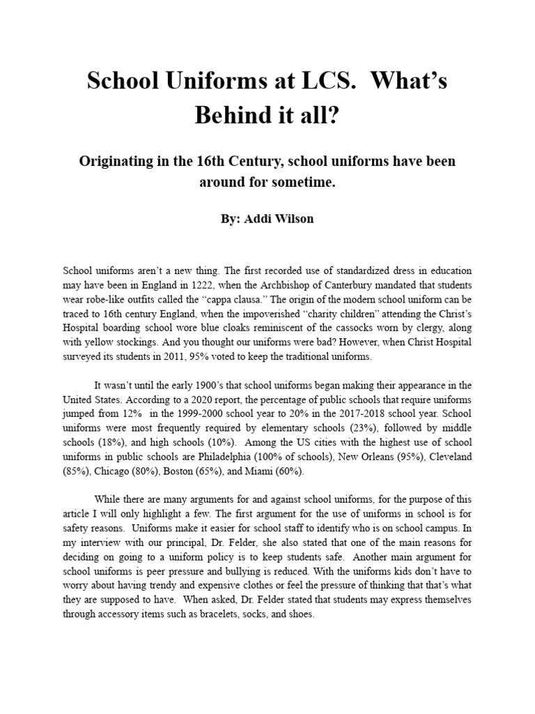 School Uniforms at Lcs | PDF | Clothing | Dress Codes