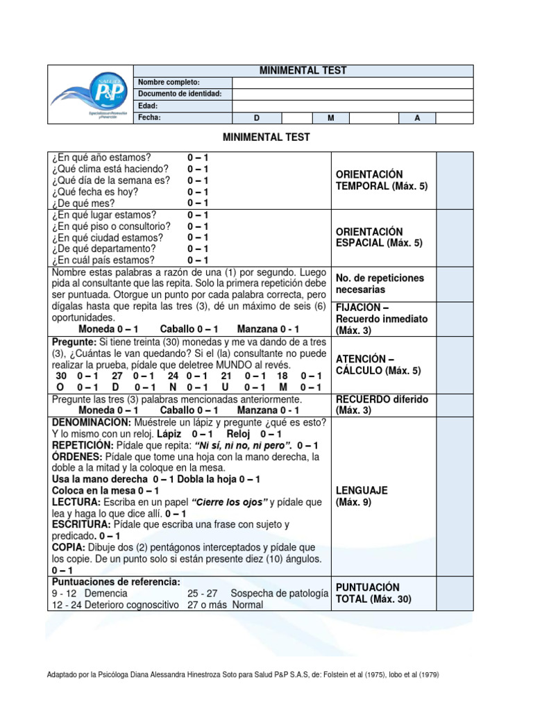 Minimental Test | PDF