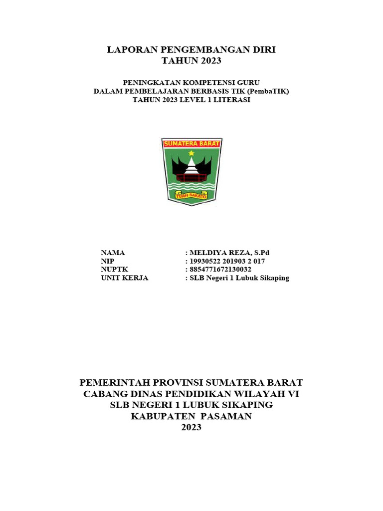 Laporan Pengembangan Diri 1 | PDF | Karier & Perkembangan | Seni