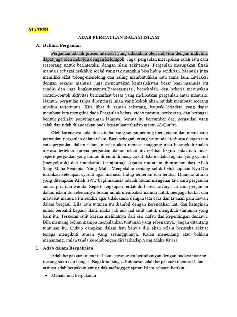 Adab Pergaulan dalam Islam | PDF | Gaya Hidup