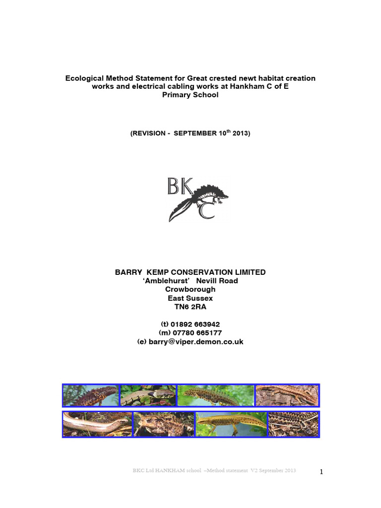 Method Statement For Pondsv2 | PDF | Pond | Habitat