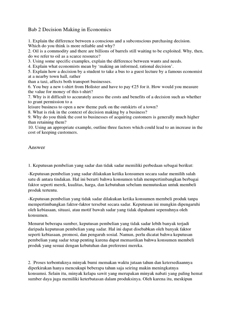 Bab 2 Decision Making in Economics | PDF