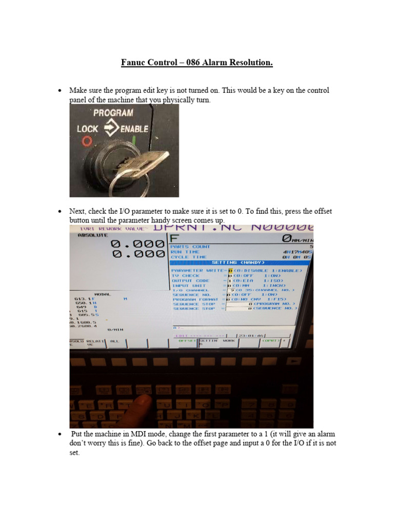 Fanuc Control 086 Alarm Resolution 1 | PDF