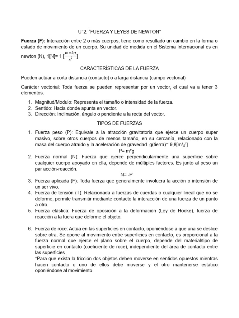 Fuerzas y Leyes de Newton Explicadas | PDF | Fuerza | Fricción