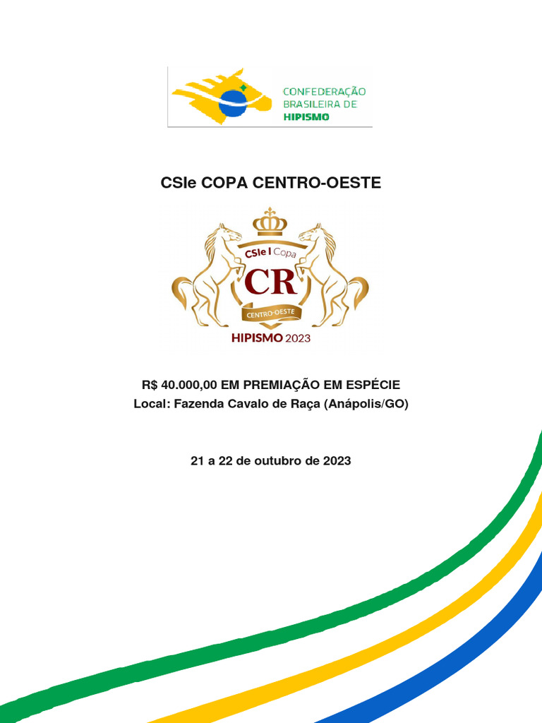 CSIe Copa Centro-Oeste 2023: Programação e Prêmios | PDF | Hipismo