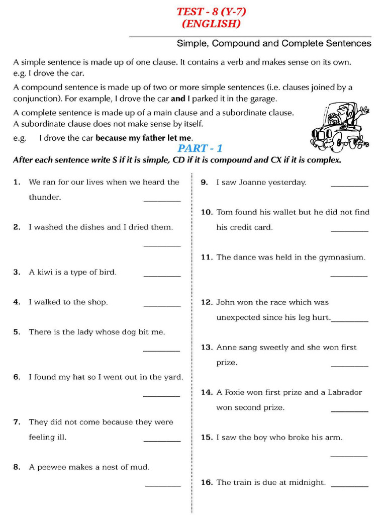 Test - 8 Y-7 (English) | PDF