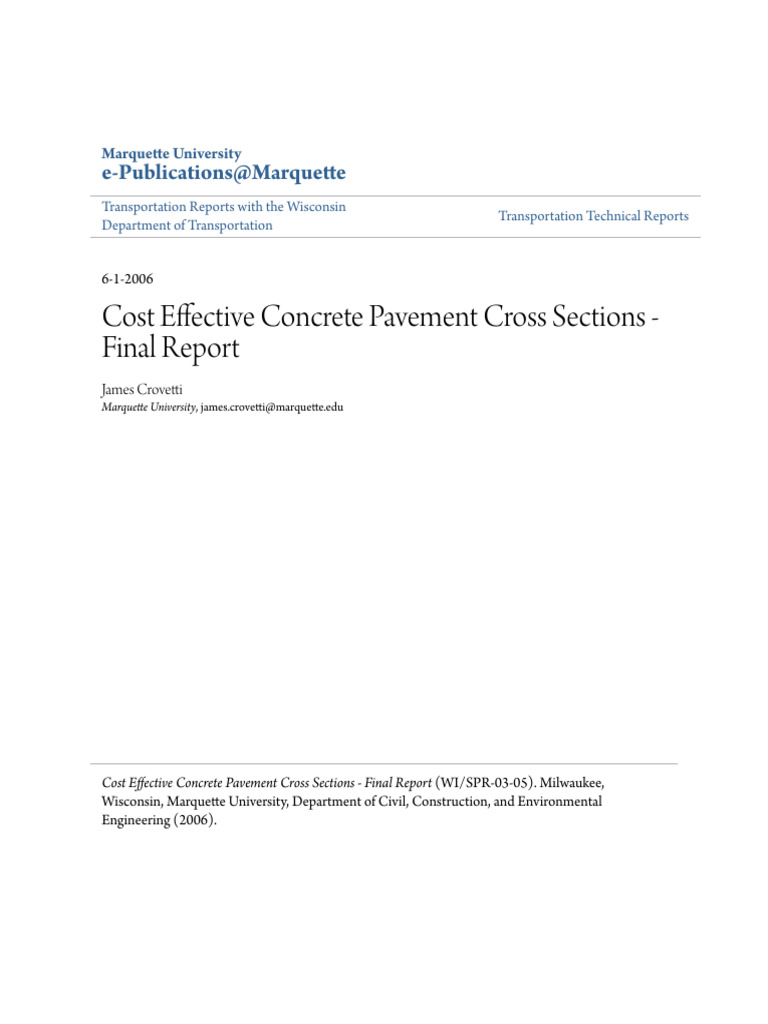 Cost Effective Concrete Pavement Cross Sections - Final Report | PDF ...