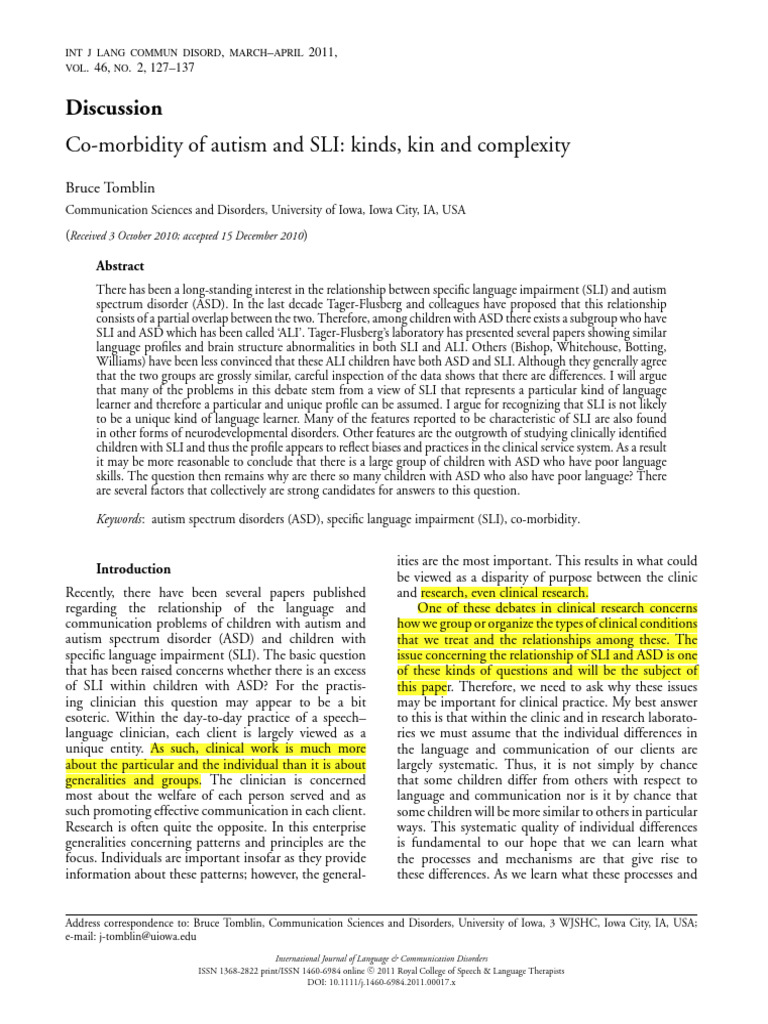 SLI SND Tea | PDF | Autism Spectrum | Neuroscience
