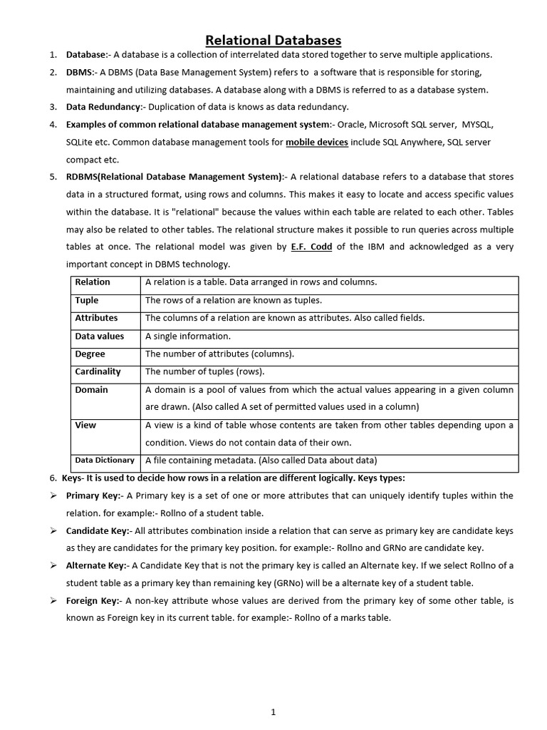 Ch-7 Relational Databases | PDF | Relational Database | Databases