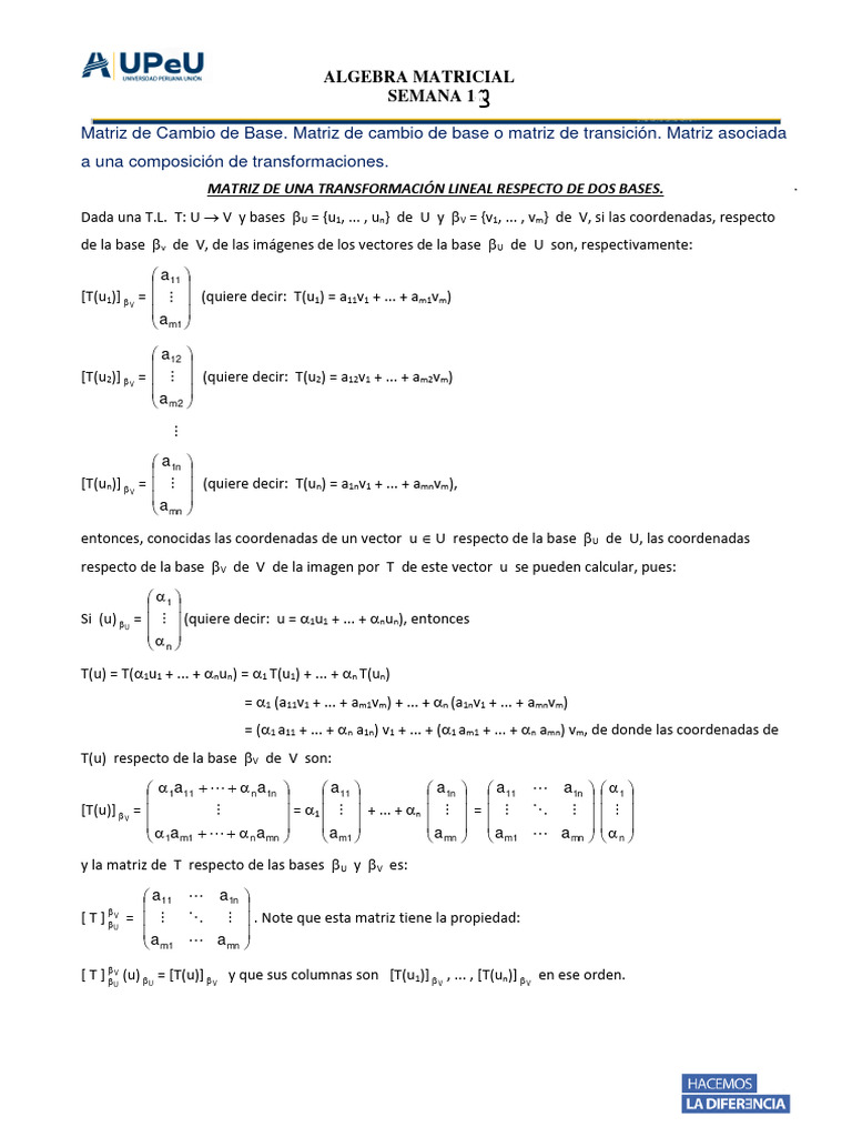Semana 13. Matrz de Cambio de Base | PDF | Matriz (Matemáticas ... Semana 13. Matrz de Cambio de Base | PDF | Matriz (Matemáticas ...
