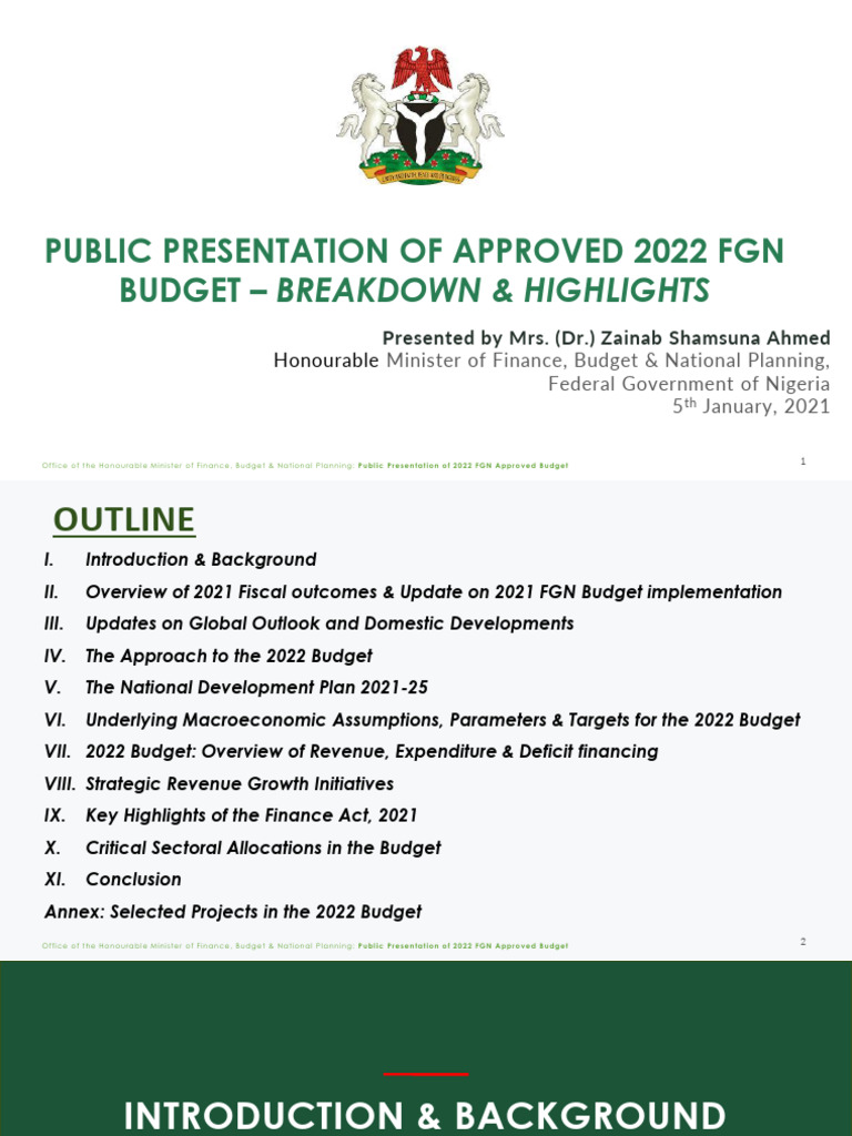 HMFBNP Public Presentation of Approved 2022 FGN Budget Final | PDF | Price Of Oil | Barrel (Unit)