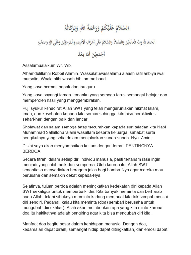 Kultum Pentingnya Berdoa | PDF