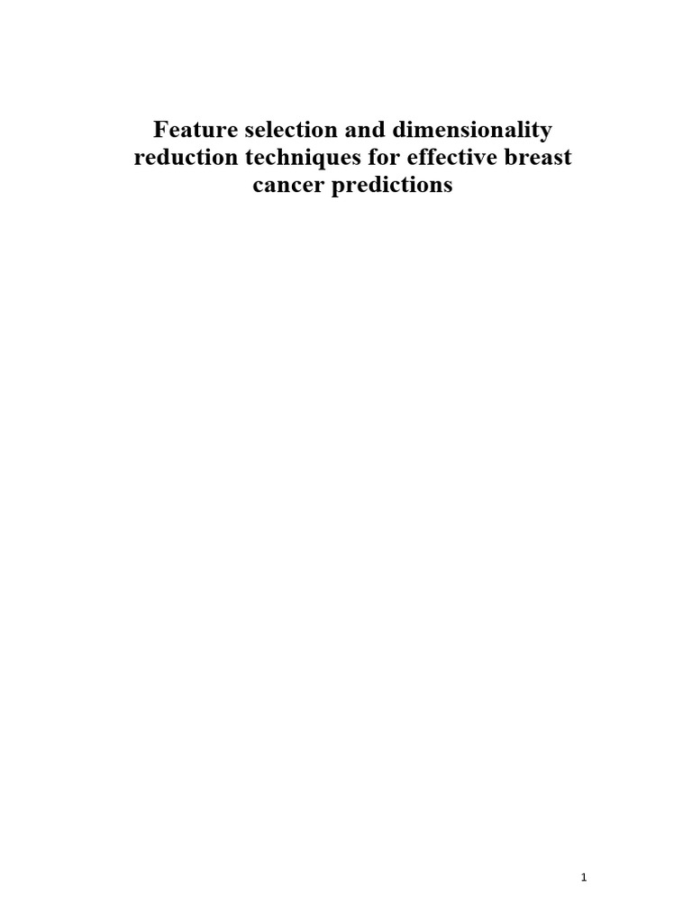 Feature Selection and Dimensionality Reduction Techniques For Effective ... Feature Selection and Dimensionality Reduction Techniques For Effective ...