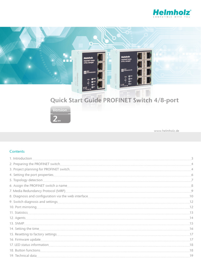 Quick Start Guide PROFINET-Switch 4 8-Port v2 en | PDF | Network Switch | Computer Network