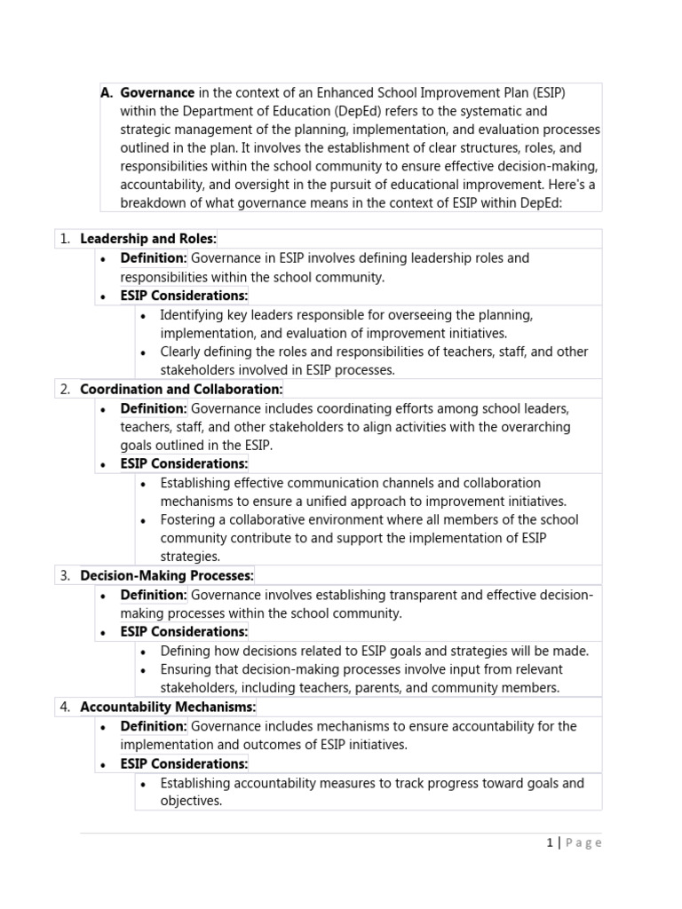 Esip - Pillars Explained | PDF | Governance | Educational Assessment