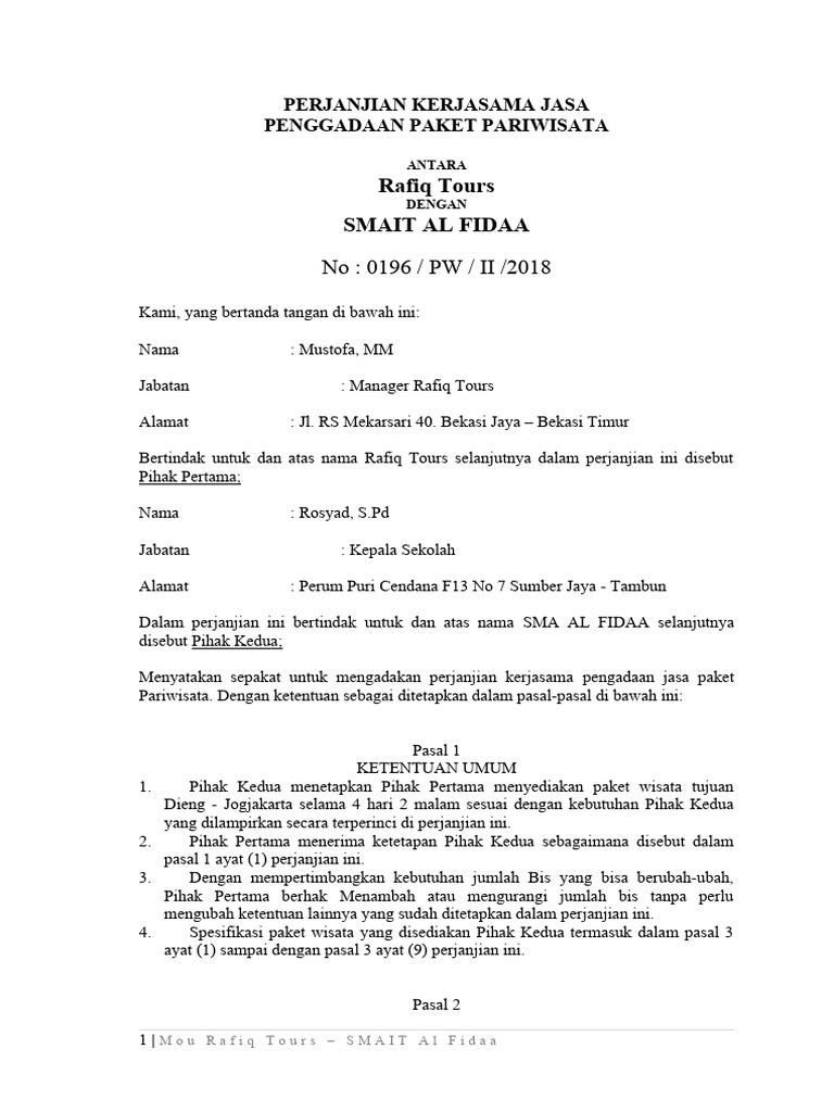 Mou SMA Al Fidaa | PDF | Hukum