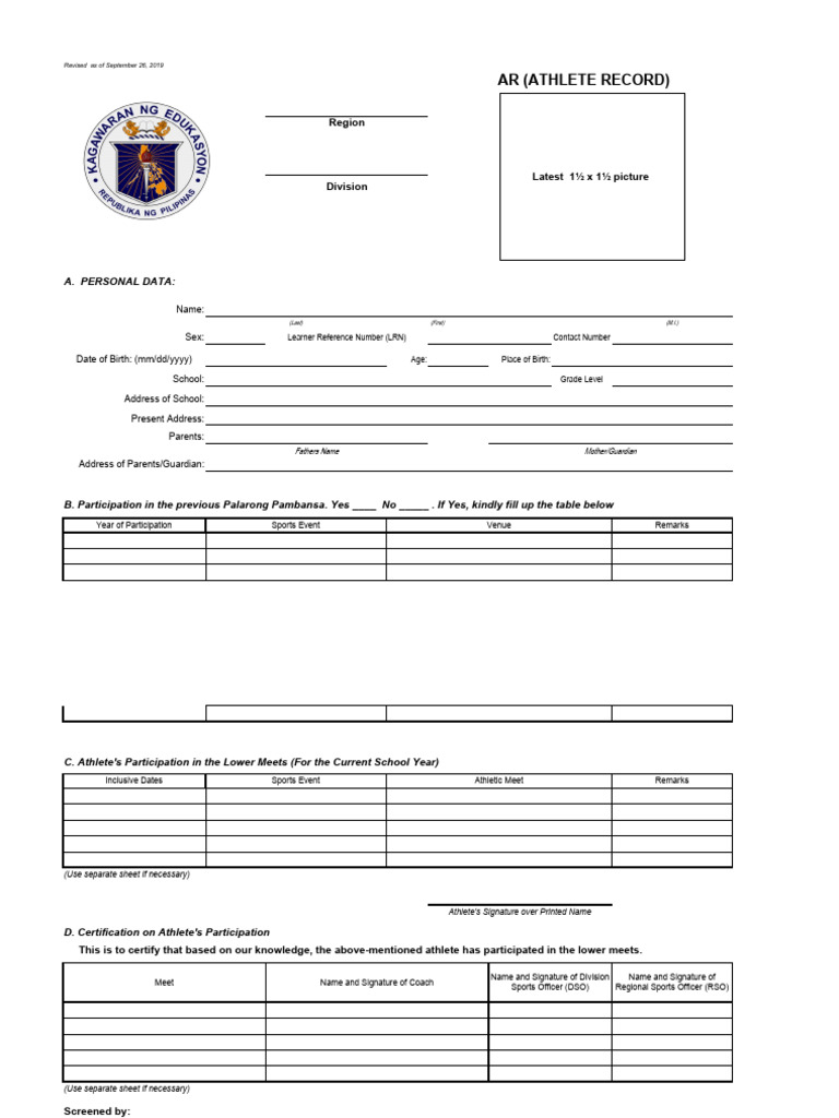 2020 Athlete Record | PDF