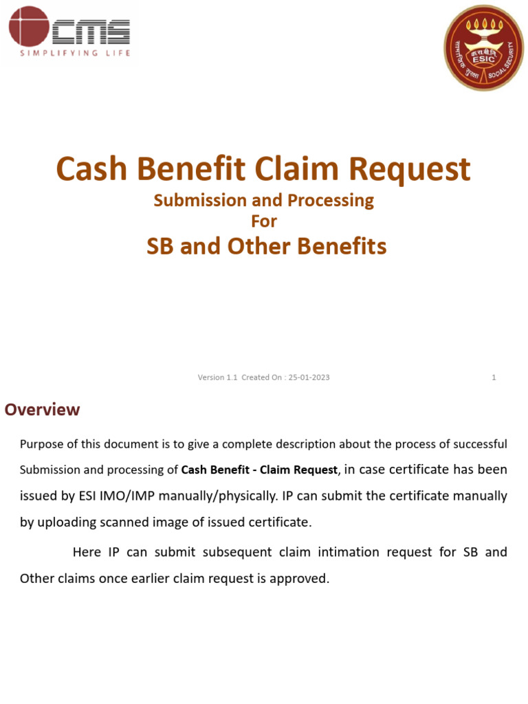 Cash Benefit Claim Submission Guide | PDF | Login | Information Technology