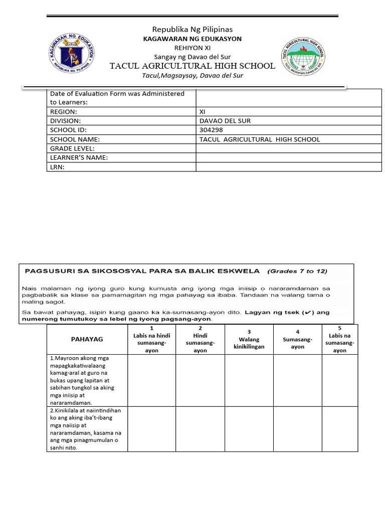 Evaluation Form - Psychological First Aid | PDF