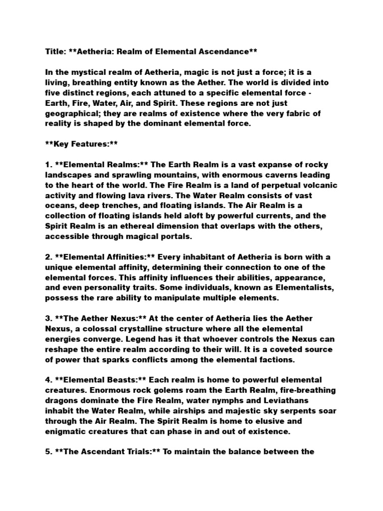 Aetheria - Realm of Elemental Ascendance | PDF | History | Young Adult