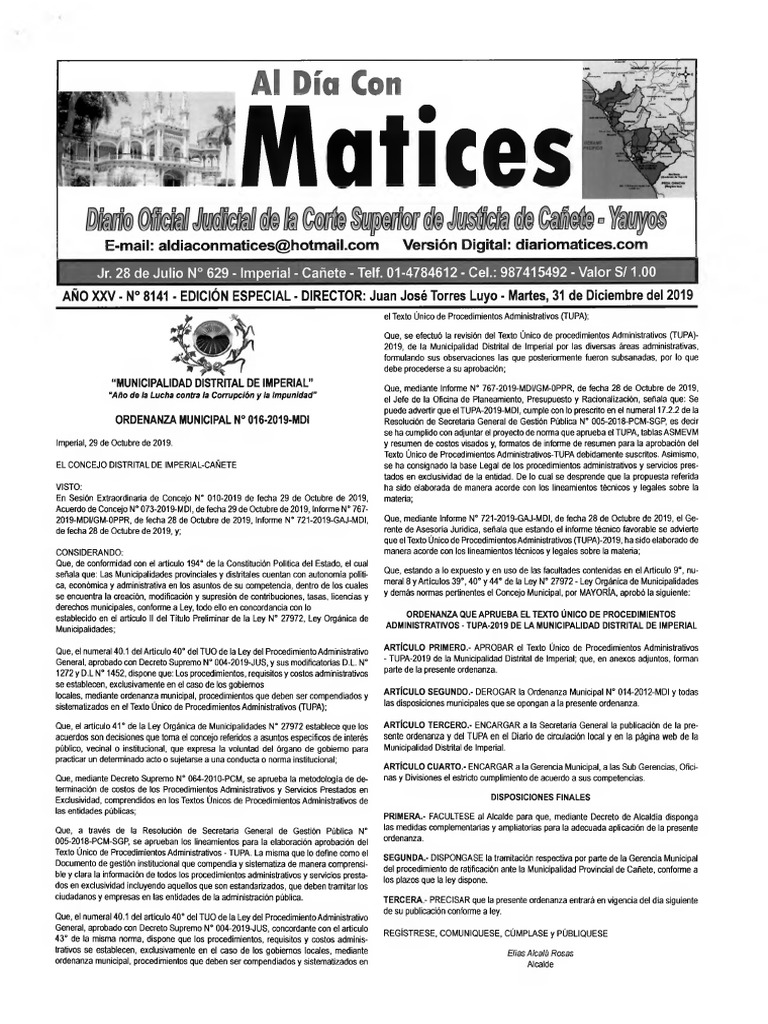 Tupa | PDF | Gobierno local | Alcalde