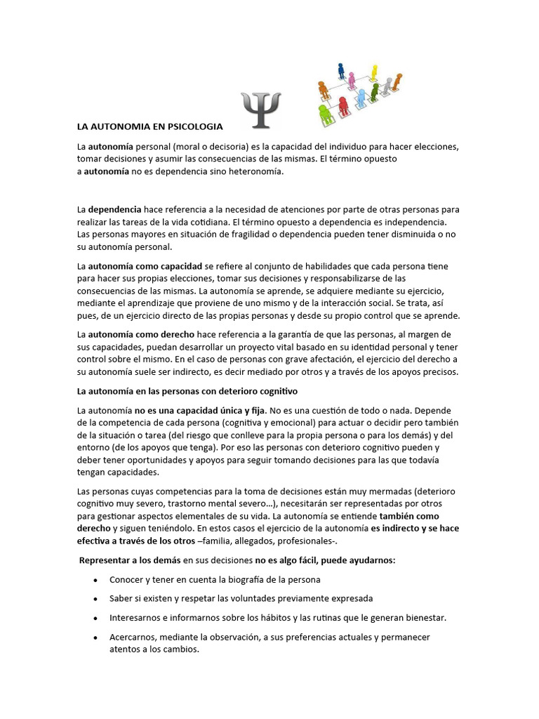 AUTONOMIA | PDF | Autonomía | Mente