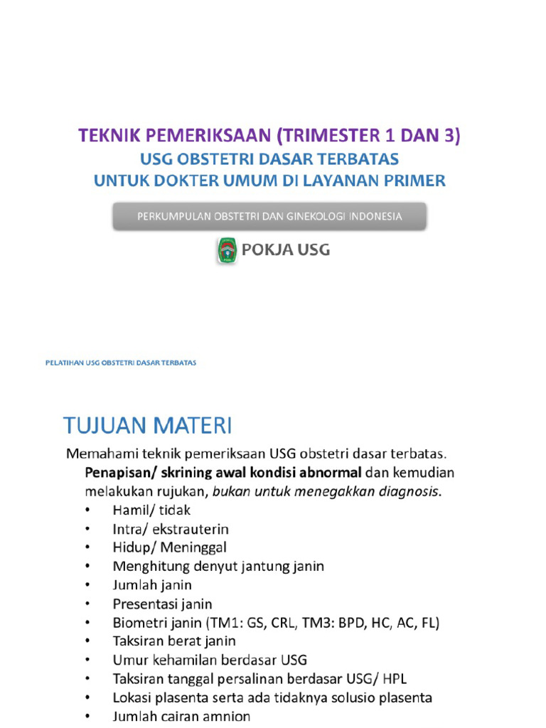6 Teknik Pemeriksaan - Usg Obstetri Dasar Terbatas TM 1 Dan 3 PDF | PDF
