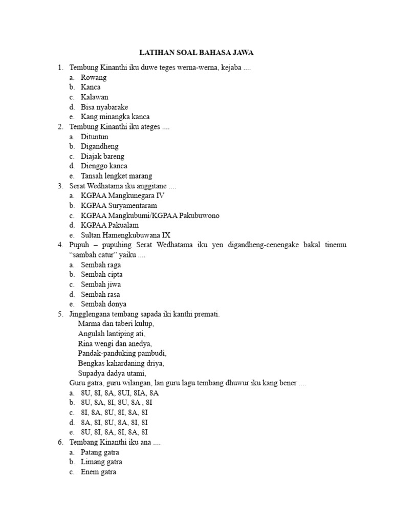 Latihan Soal B.jawa | PDF