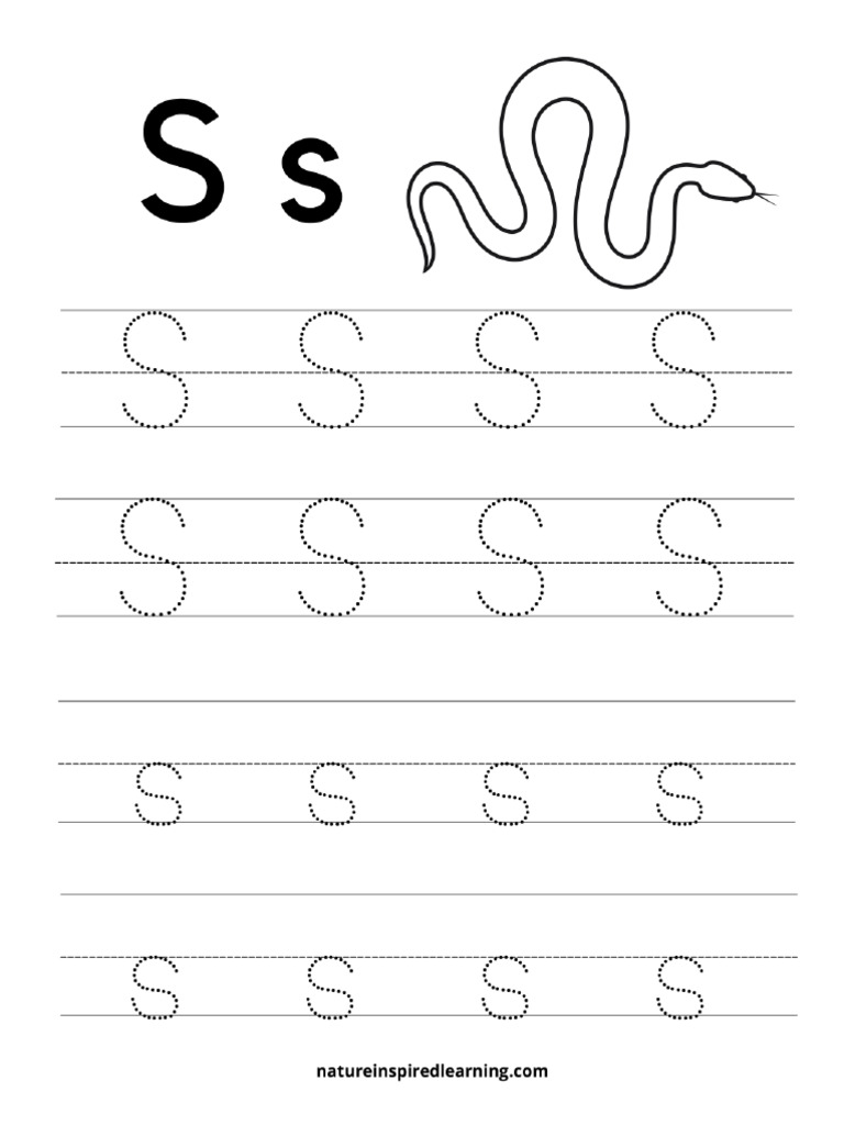 Letter S Tracing Worksheet Nature Inspired Learning 1 | PDF