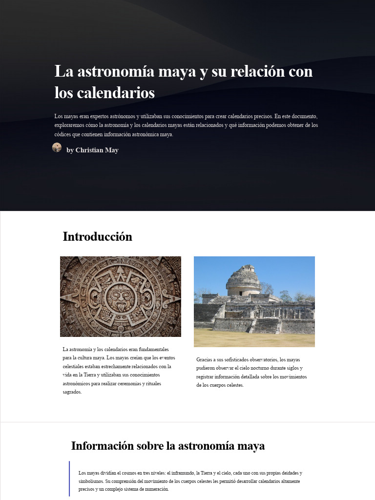 La Astronomia Maya y Su Relacion Con Los Calendarios | PDF ...