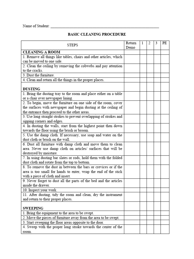 Basic Cleaning Procedure | PDF | Cleaning