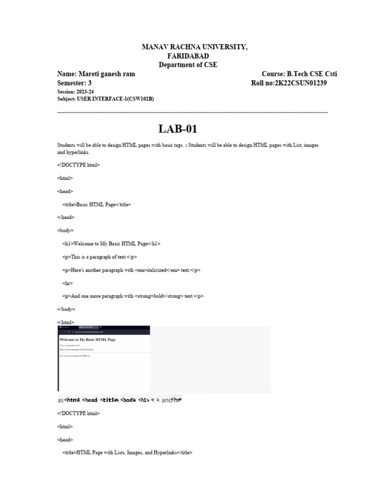 Ganesh UI Lab | PDF | Html | Hyperlink