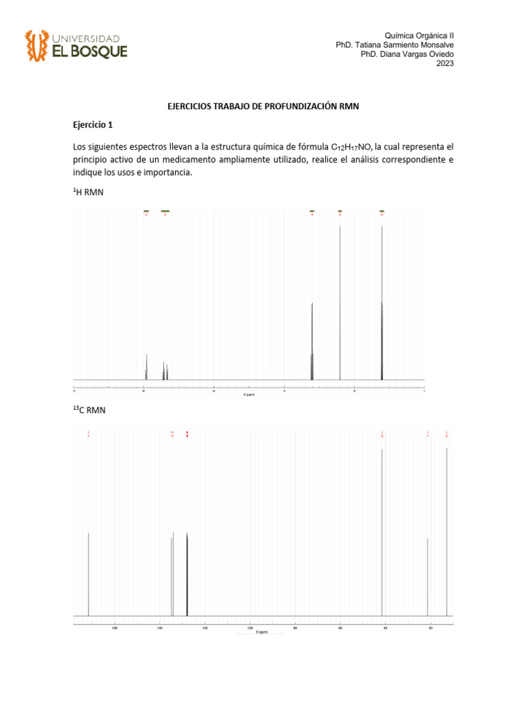 Ejercicios RMN Trabajo de Profundización 2023-2 | PDF | Resonancia magnética nuclear ...