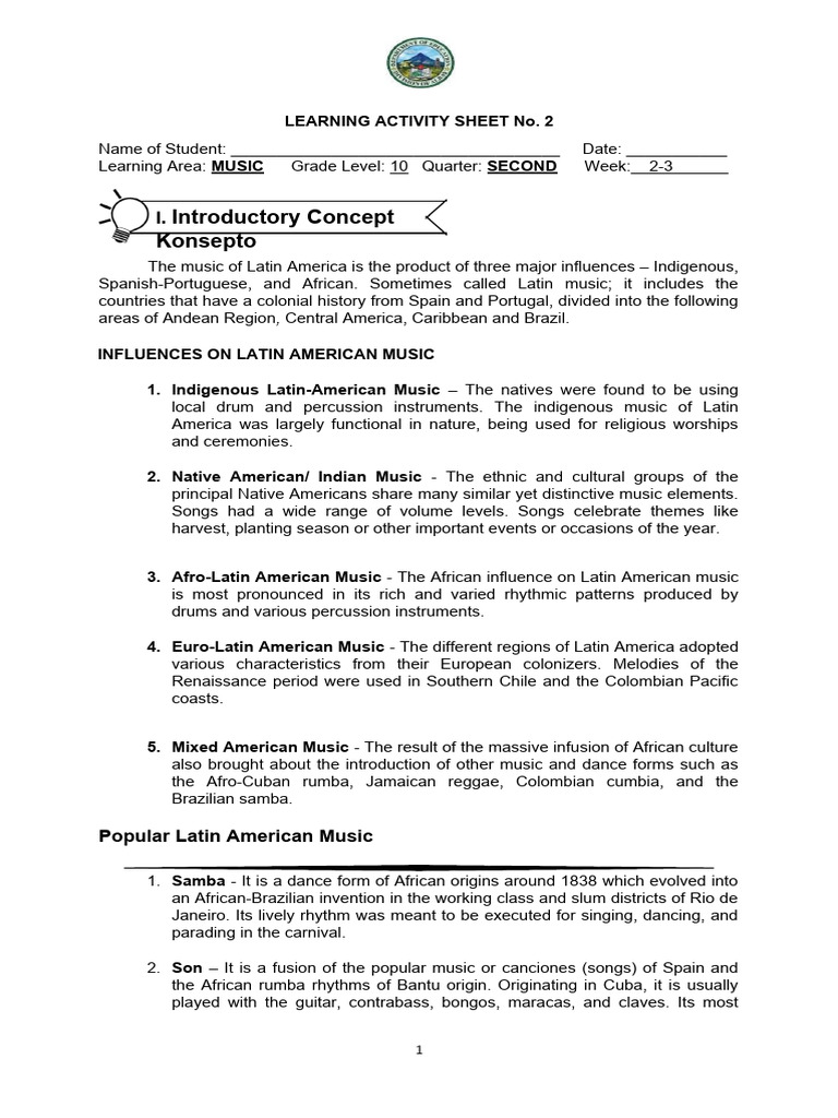 Music 10 Module 2 Sena | PDF | Entertainment | Performing Arts