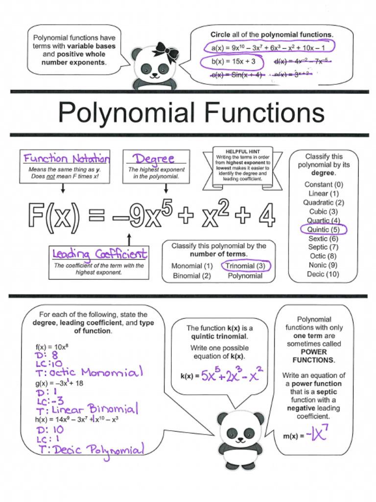1 - Polynomial Functions Filled in | PDF
